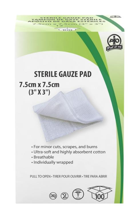 3x3 12 PLY STERILE GAUZE PADS (7.5cm x 7.5cm) EACH - Canada Safety