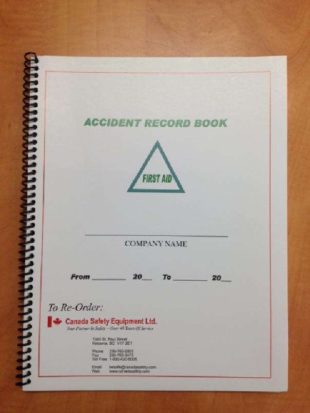 ACCIDENT RECORD BOOK W/CSE LOGO - Canada Safety