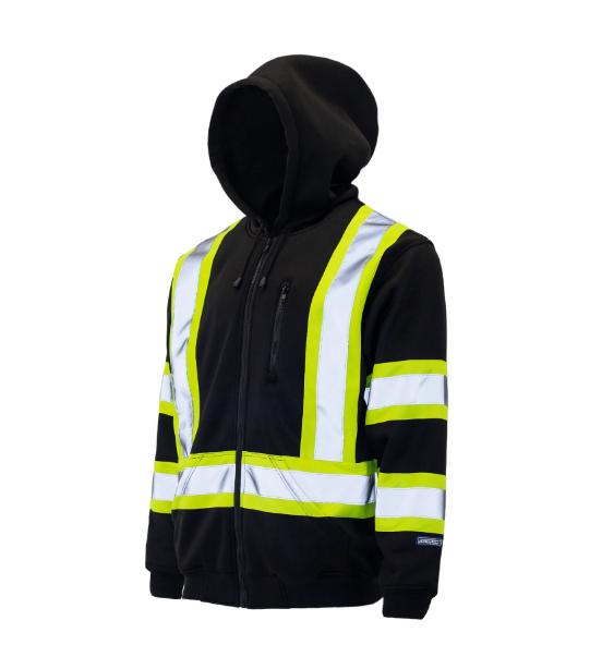 BLACK HOODIE WITH ZIPPER CLASS 1 LEVEL 2 TEAR AWAY HOOD - Canada Safety
