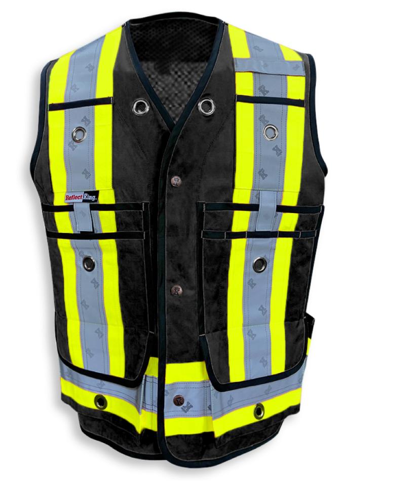 BLACK POLYESTER SURVEYOR VEST W/ MESH OPTION - Canada Safety