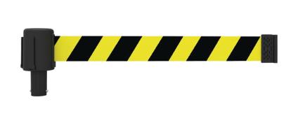HEAVY-DUTY POLYESTER BLACK/YELLOW 15' RETRACTBLE BARRICADE TAPE ...