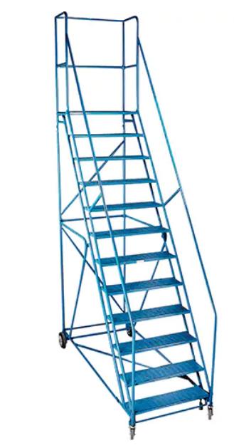 KLETON STEEL 12 STEP ROLLING STEP LADDERS 30" STEP WIDTH 109" PLATFORM ...