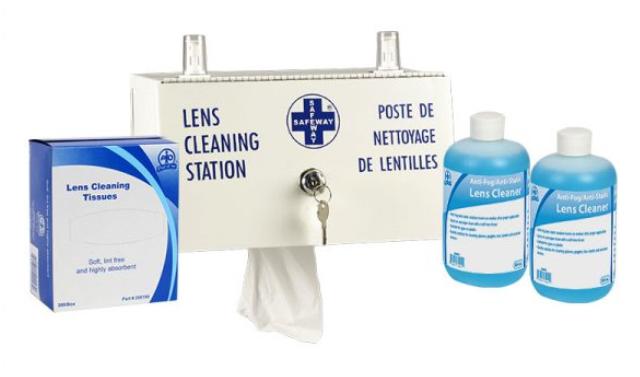 METAL LENS CLEANING STATION w/ cleaner & tissues - Canada Safety
