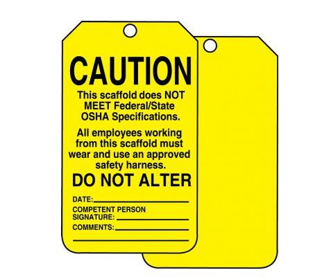SCAFFOLD INSPECTION TAGS 25/PAK - YELLOW - Canada Safety