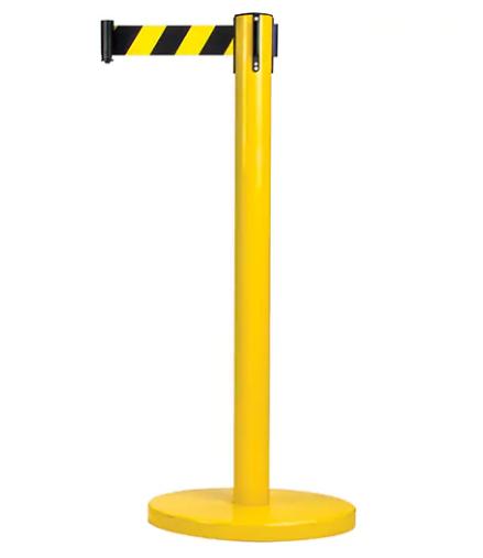 35â€ HIGH FREE-STANDING CROWD CONTROL BARRIER POST WITH 7FT TAPE BLACK ...